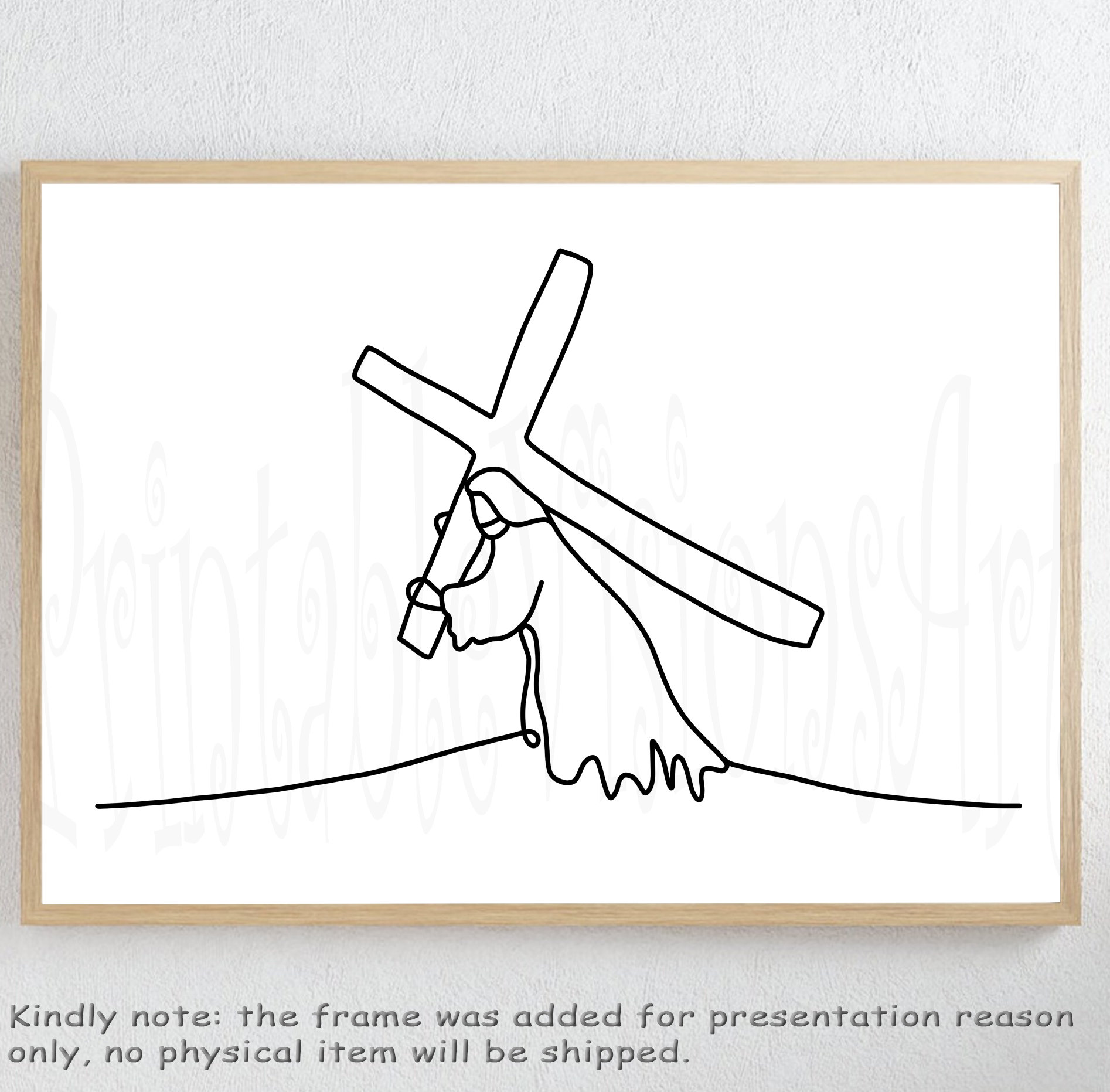 Jesus Carrying the Cross line Art Religious Concept Simple Hand-drawn ...