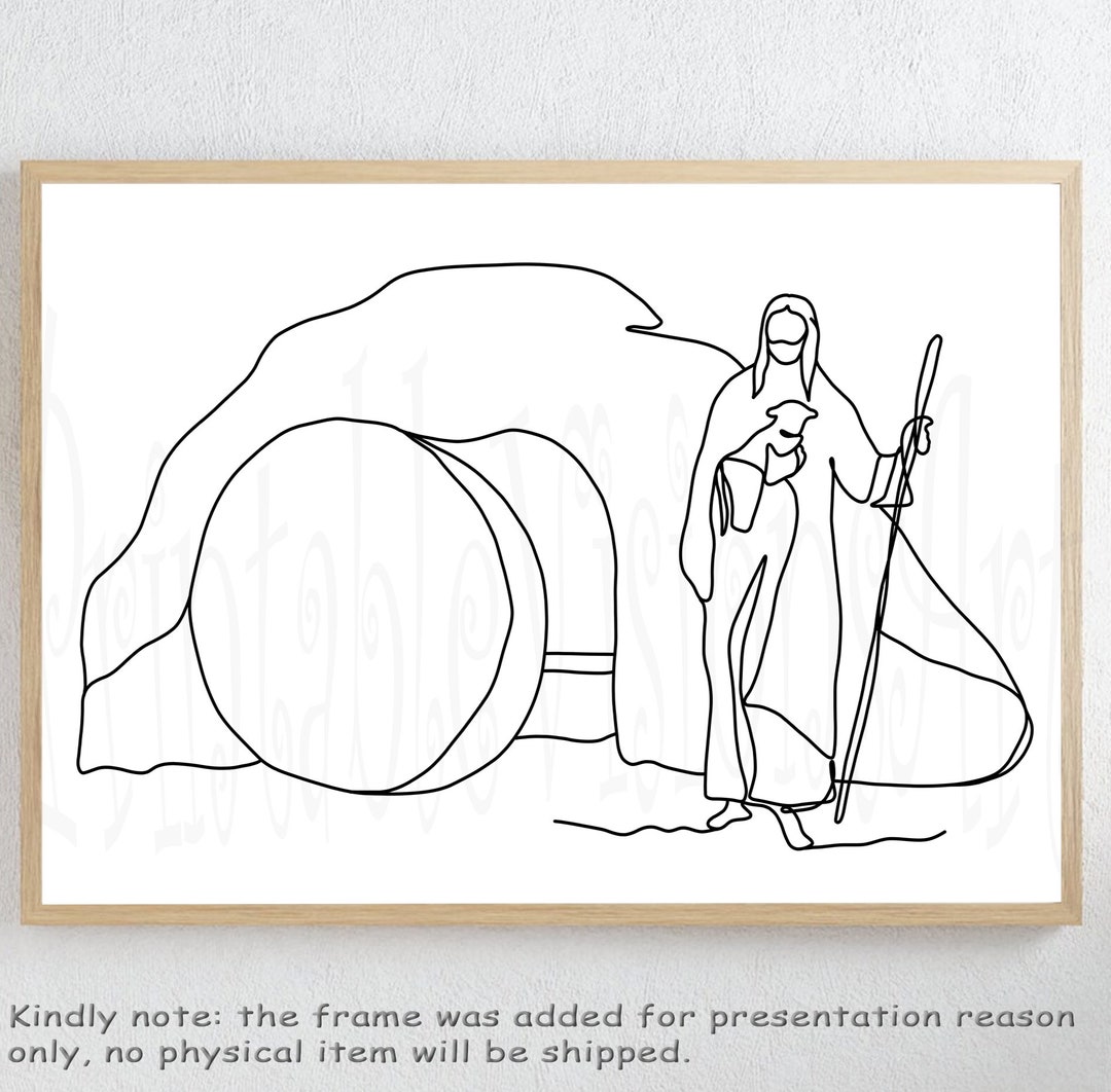 Empty Tomb - Line Art Religious Faith Concept Simple Hand-drawn Sketch ...