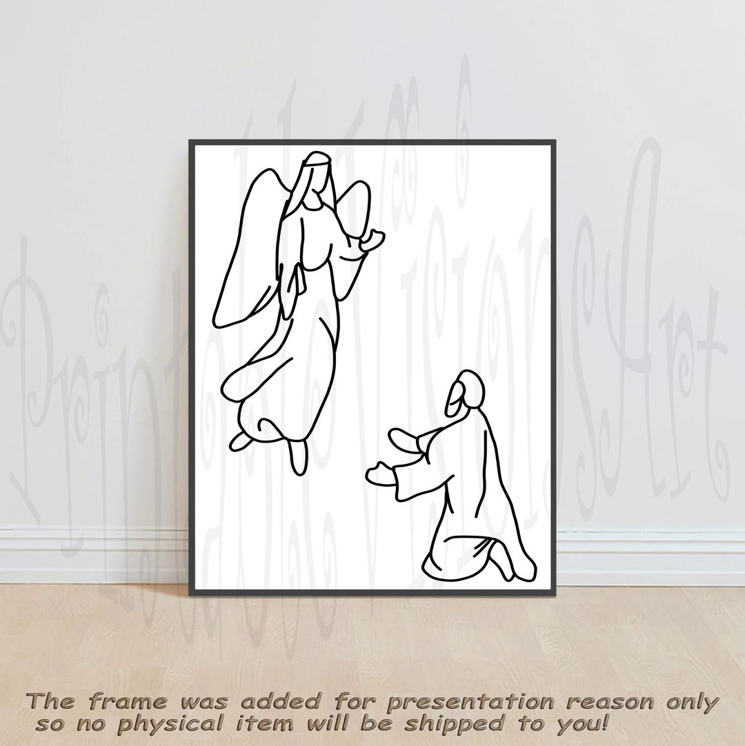1 Kings - Elijah Fed by an Angel, Religious Line Art Concept, Hand ...