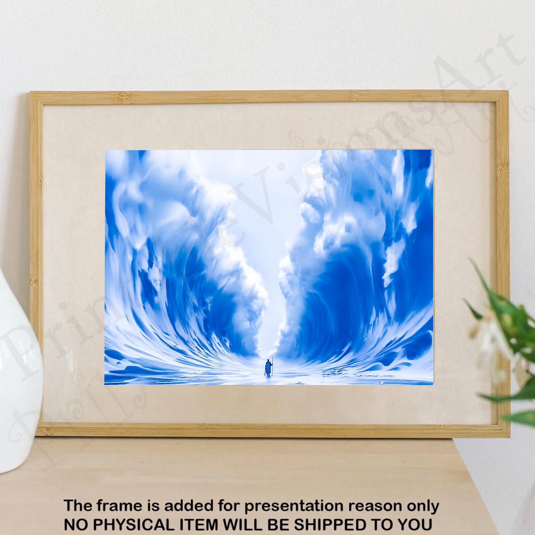 Moses Parting the Red Sea Landscape Painting, Bible Wall Art, Old ...