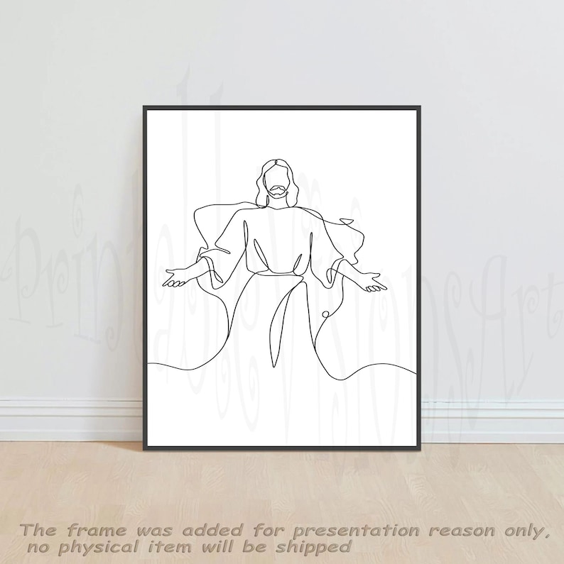 Ascension of Jesus Christ Religious Line Art Concept Simple Hand-drawn ...