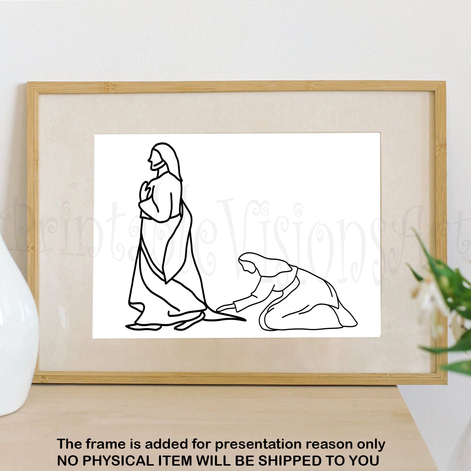 Touching the Hem of Jesus Garment Line Art Religious Concept Simple ...