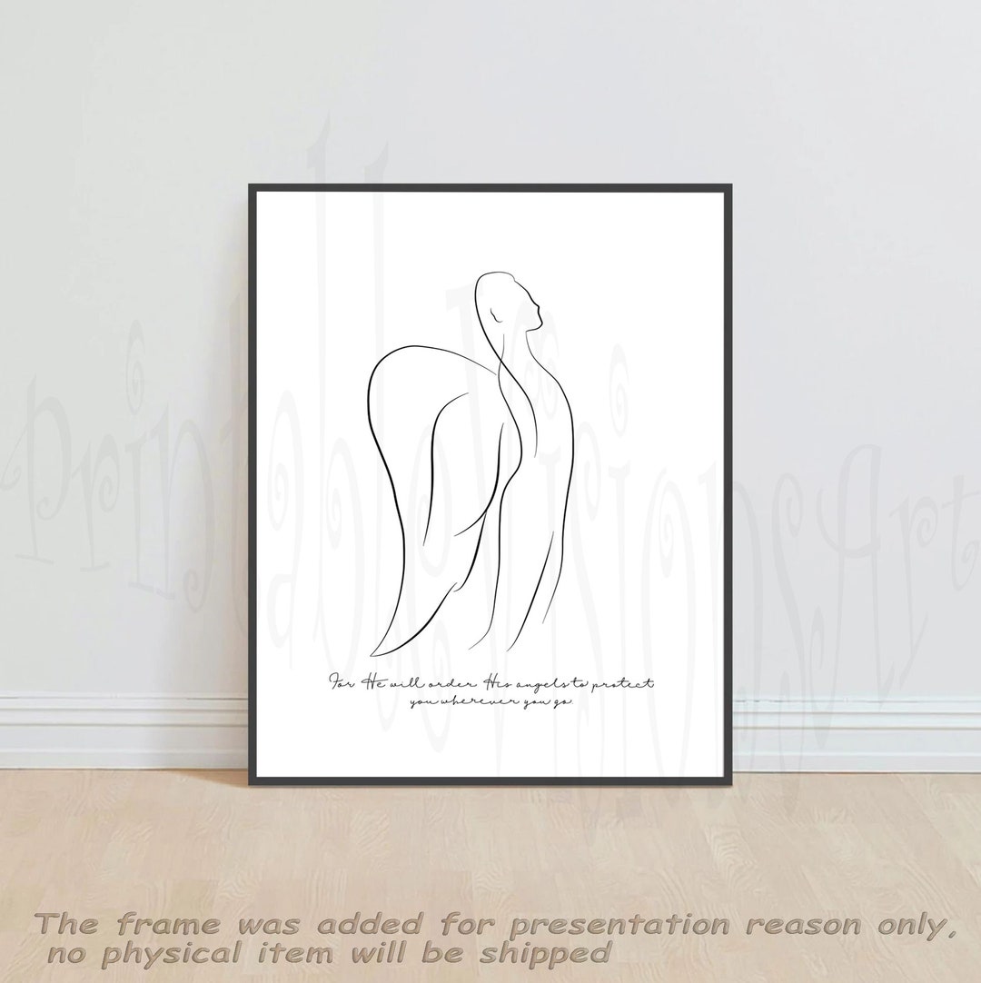 Angel –modern Minimalist Bible Line Art | Religious Concept | Simple ...
