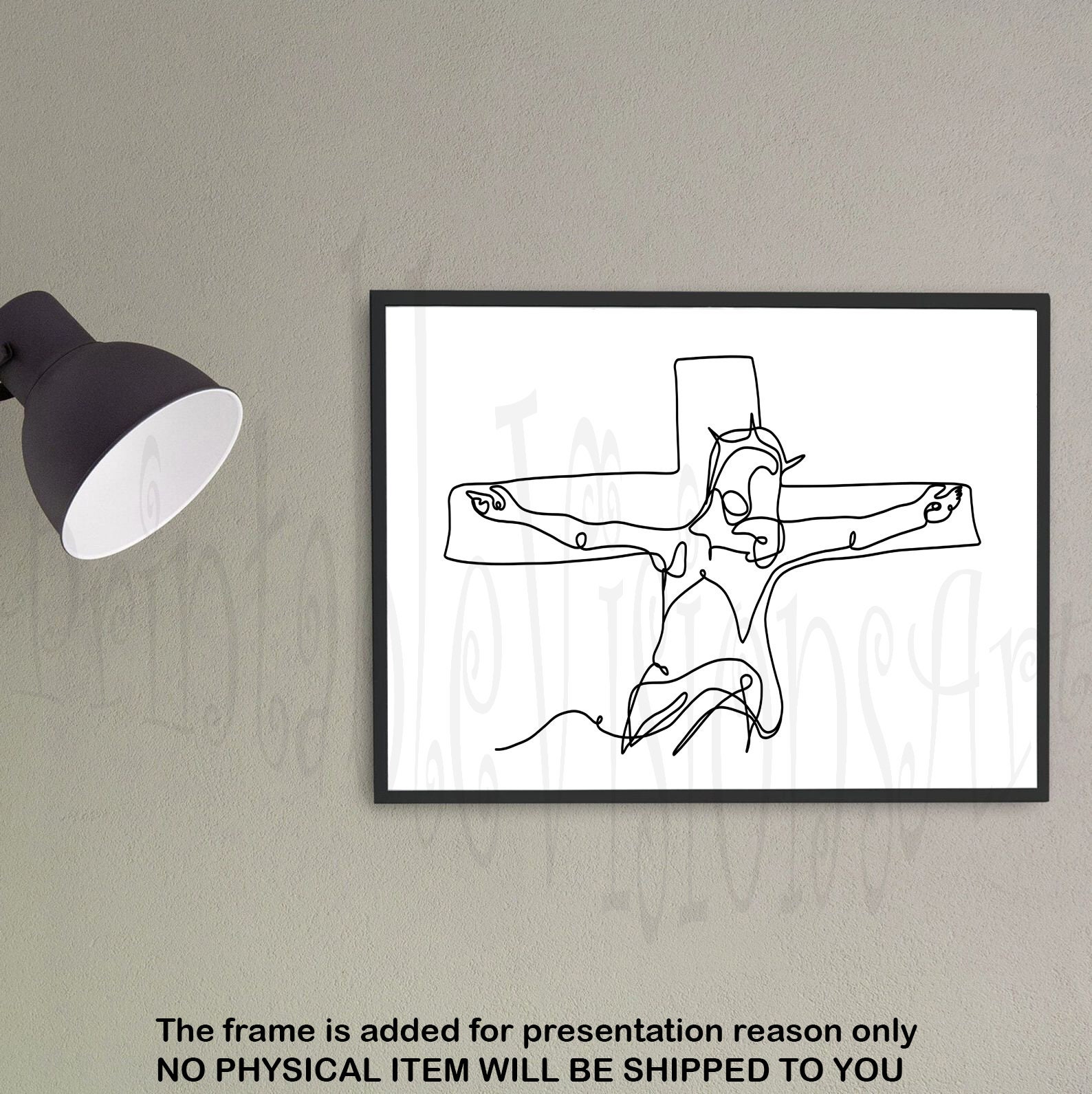 Crucifixion of Jesus - Minimalist Wall Line Art for Christian Home ...