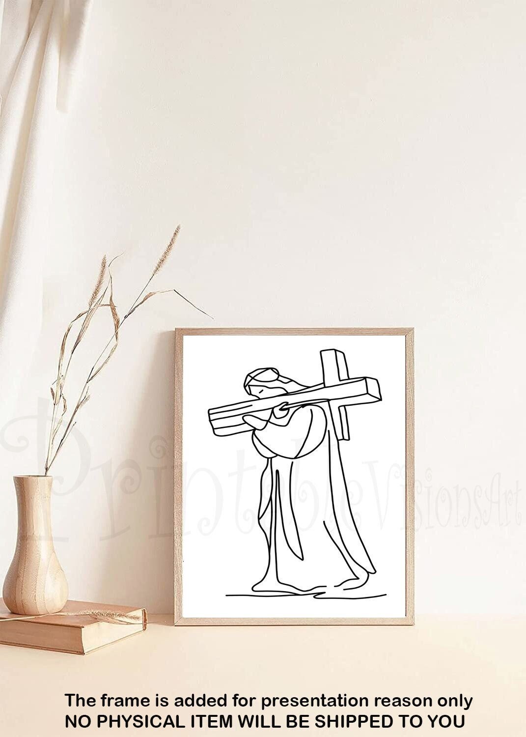 Jesus Christ Carrying the Cross Modern Line Art Religious - Etsy
