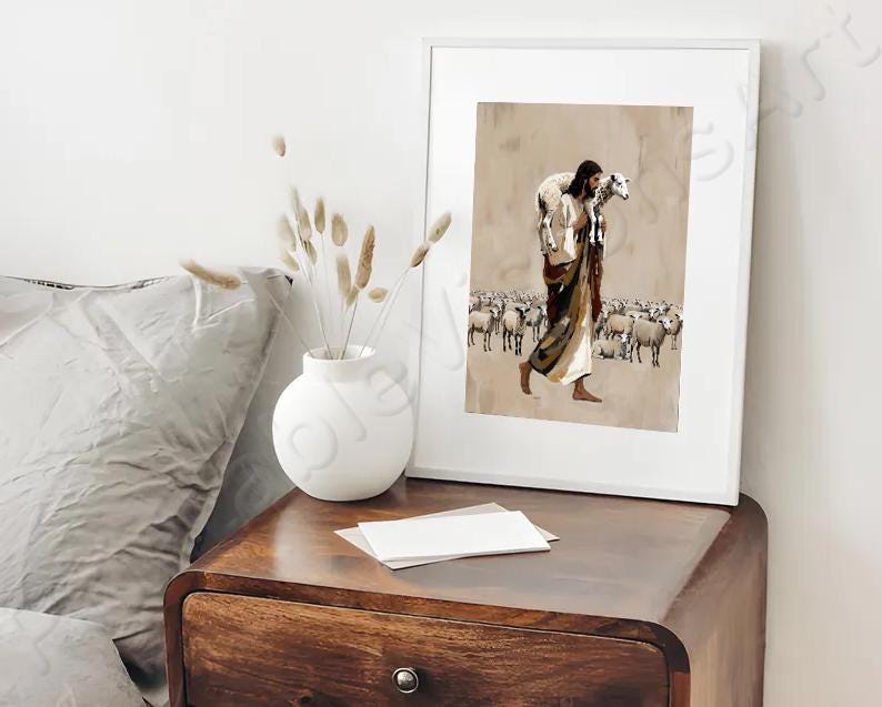 The Parable of the Lost Sheep, Minimalist Neutral Painting, Modern ...