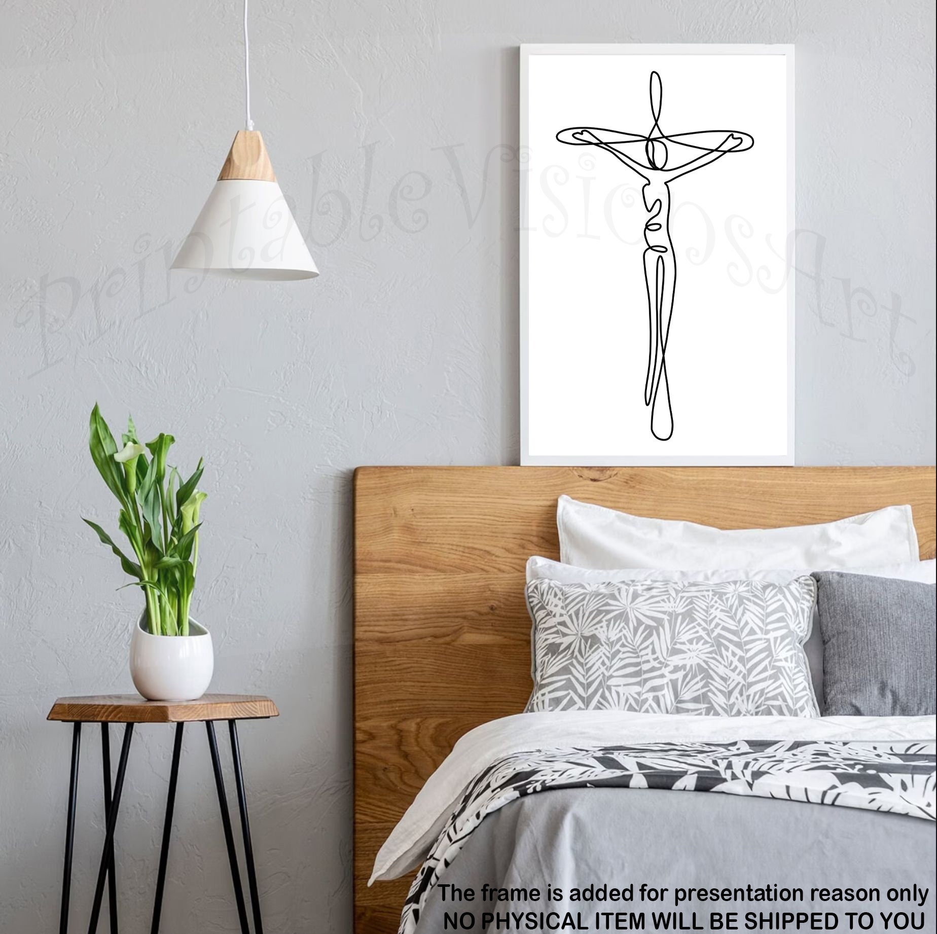 Crucified Jesus Christ Modern Line Art Religious Christian Simple Hand ...