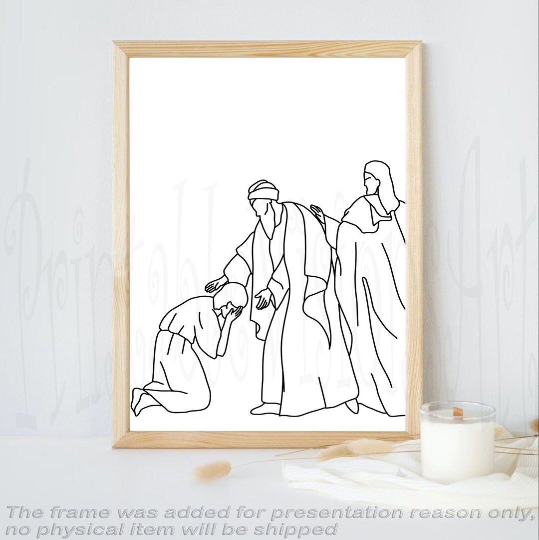 Parables of Jesus: the Prodigal Son - Religious Concept Line Art ...