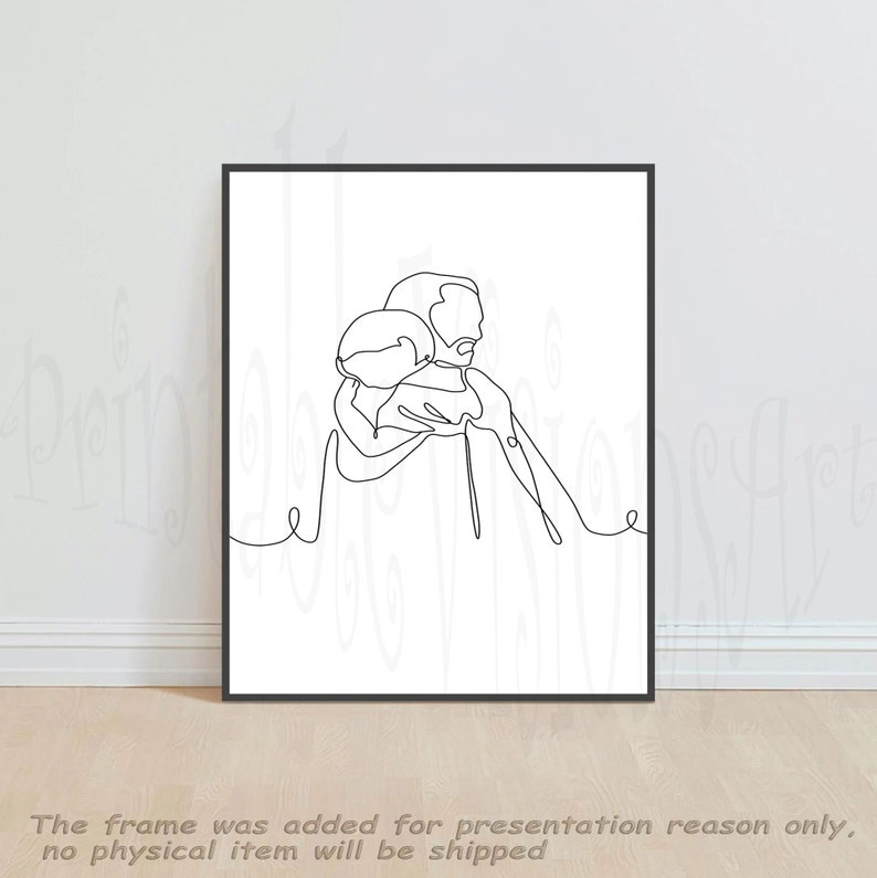 Christ's Embrace Line Art Religious Concept Simple Hand-drawn Sketch ...