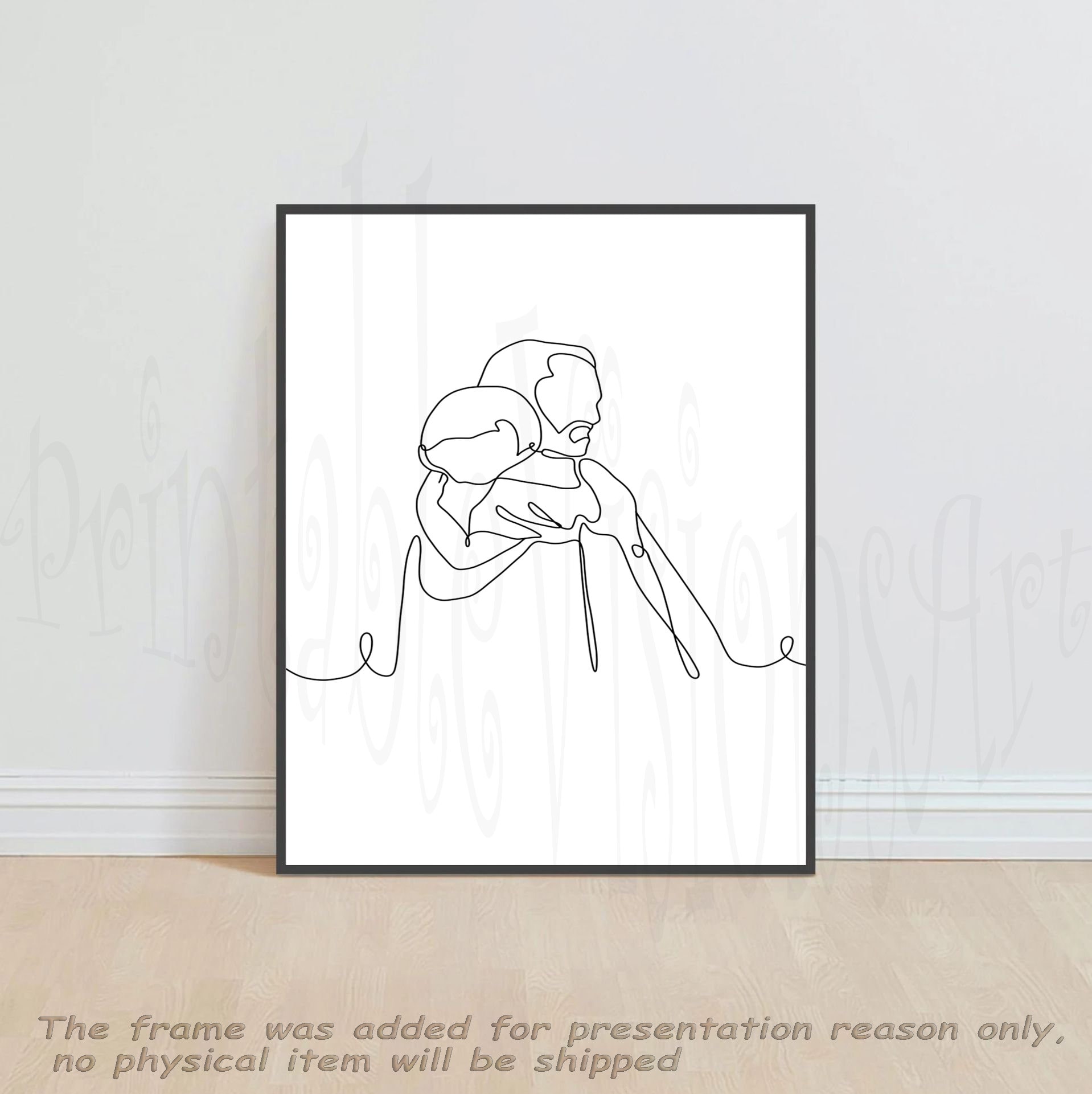 Christ's Embrace Line Art Religious Concept Simple Hand-drawn Sketch ...