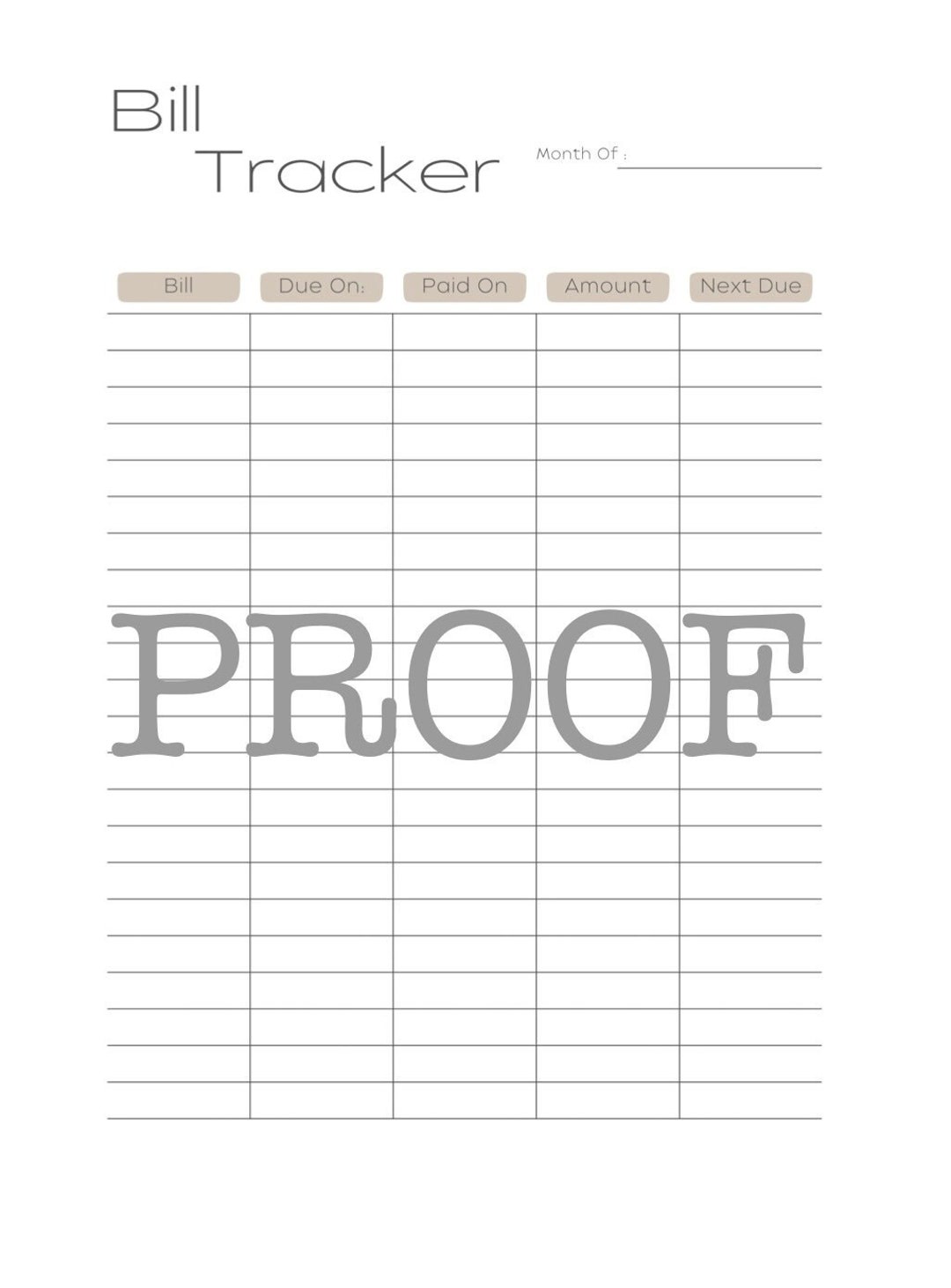 Simple Bill Tracker, Bill Checkoff List, Bill Organizer - Etsy