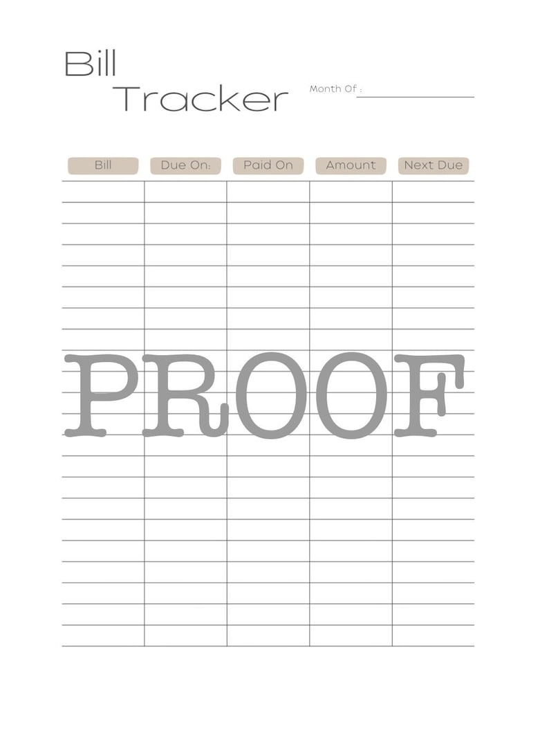 Simple Bill Tracker, Bill Checkoff List, Bill Organizer - Etsy