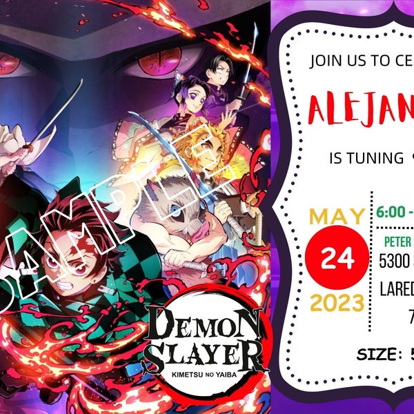 Demon Slayer Birthday Invitation - Etsy