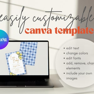 Ciao, Baby! Editable Summer Amalfi Coast Lemon & Blue Tile Italian ...