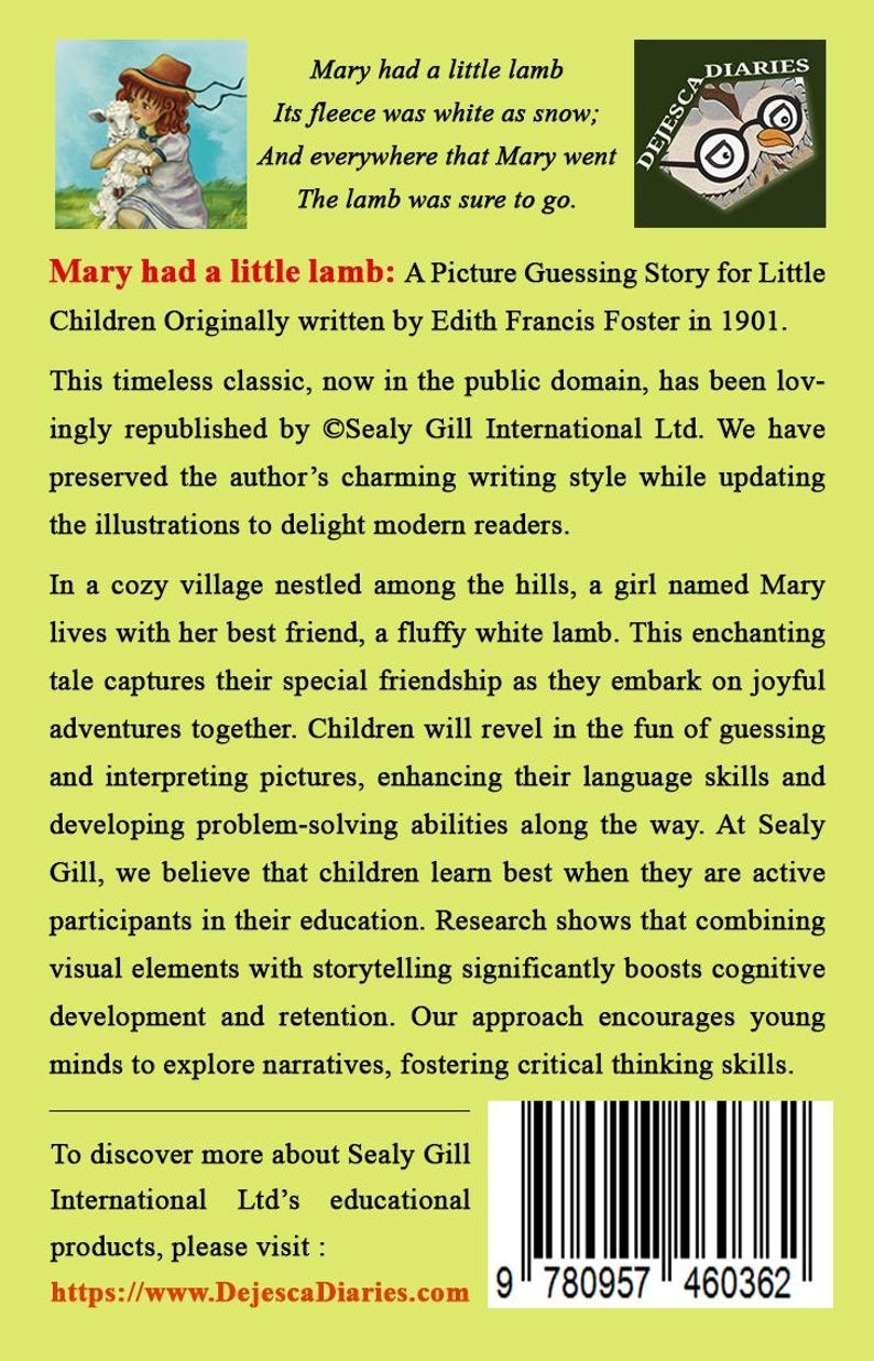 Mary's Little Lamb A Picture Guessing Story for Little Children. Boost ...