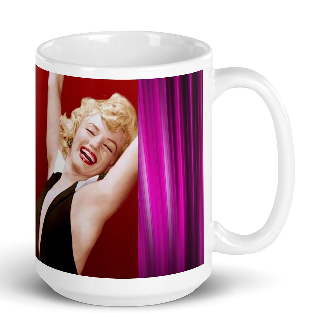 White Mug With a Marilyn Monroe Design and a Quote "keep Smiling ...