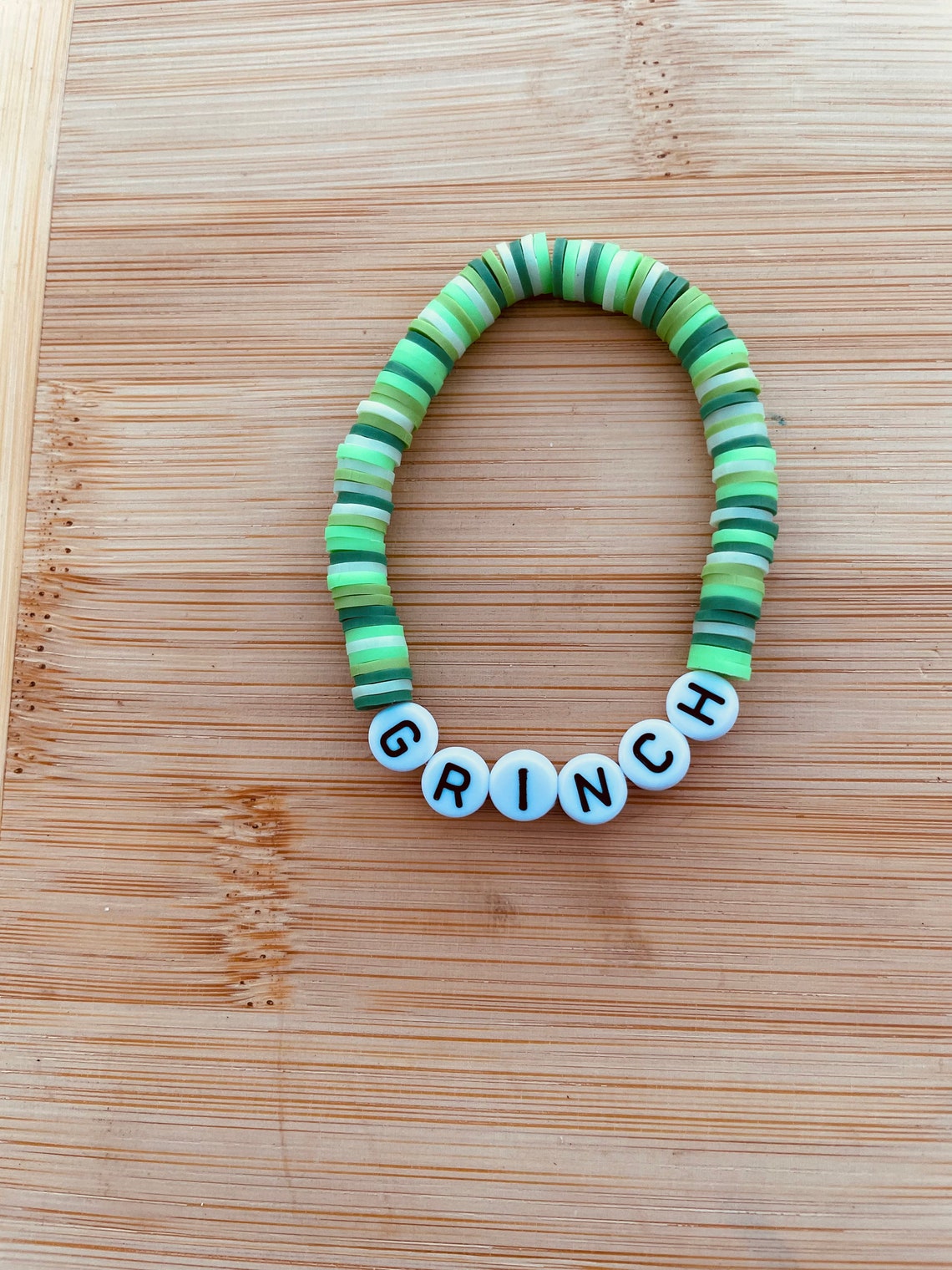 Grinch Clay Bead Bracelet - Etsy