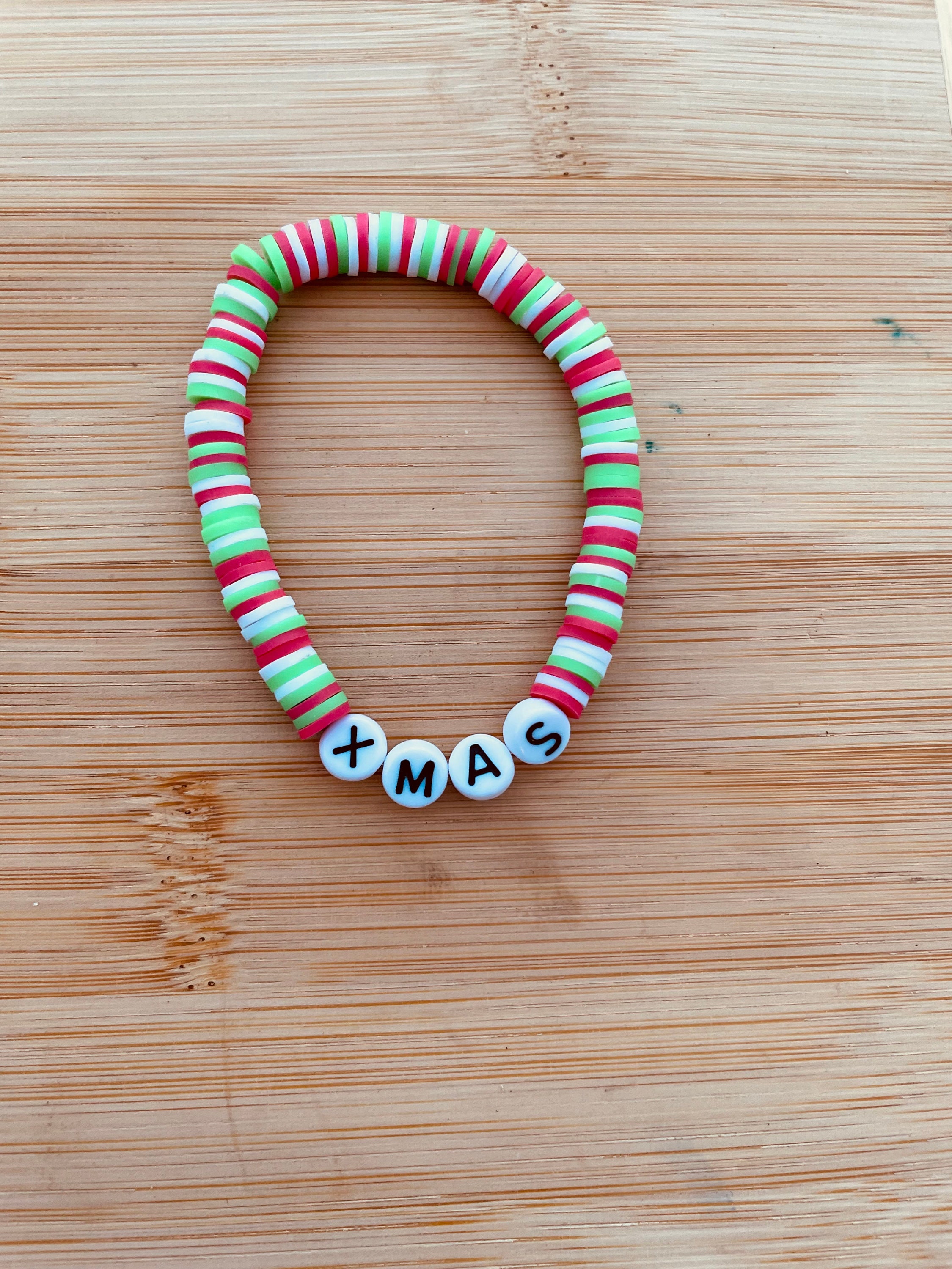 Christmas Clay Bead Bracelet - Etsy