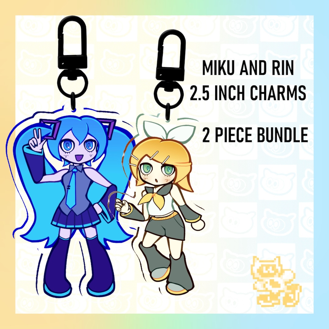 Hatsune Miku and Kagamine Rin | Epoxy Coated Keychain Bundle | 2.5 ...