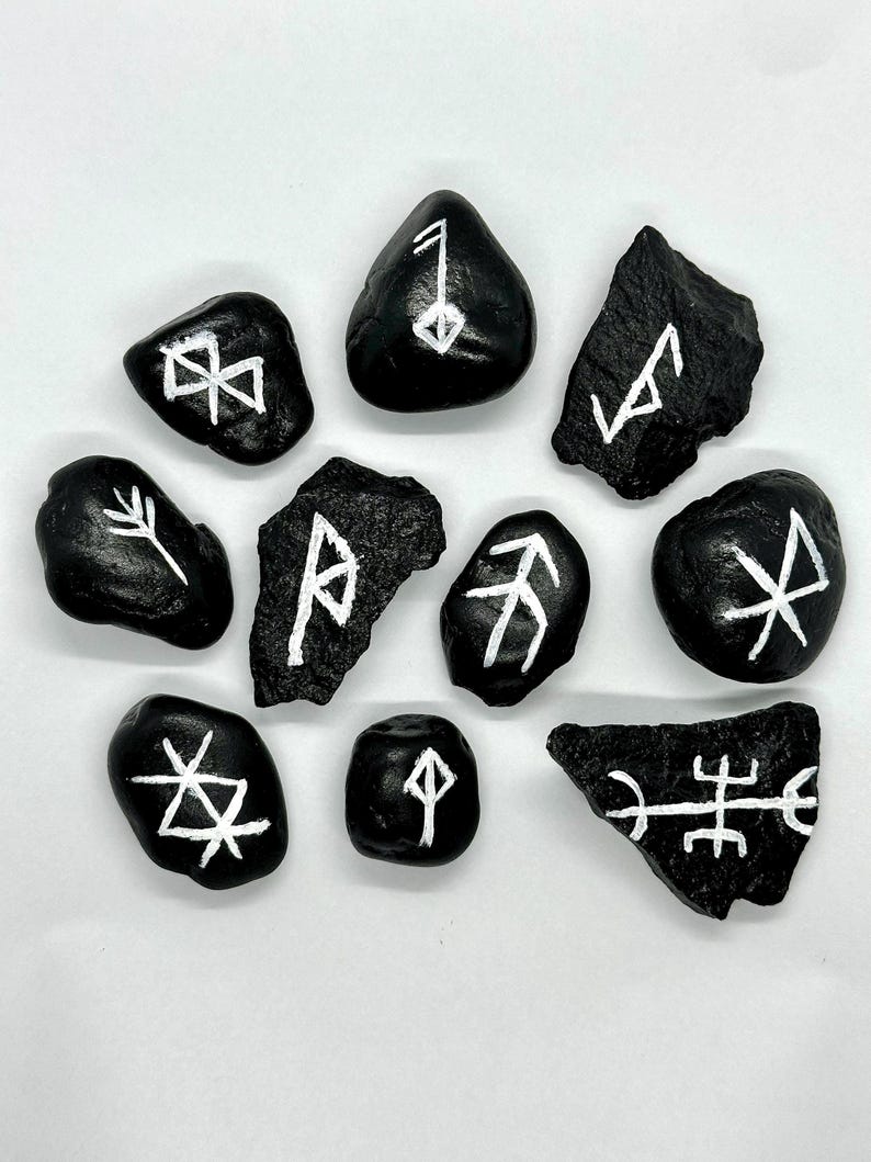 Mystery Rune Stone Elder Futhark Intuitive Pull Painted Rock Grounding ...