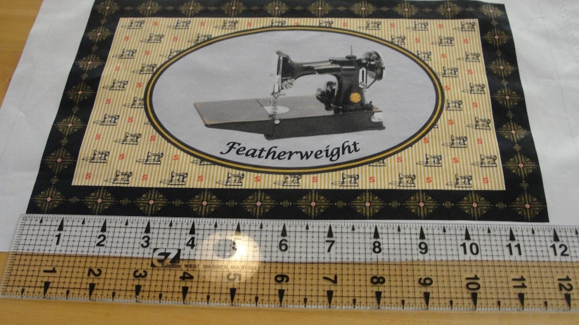 Panel Set (2) Custom Featherweight Sewing Machine Themed Cotton Panel ...