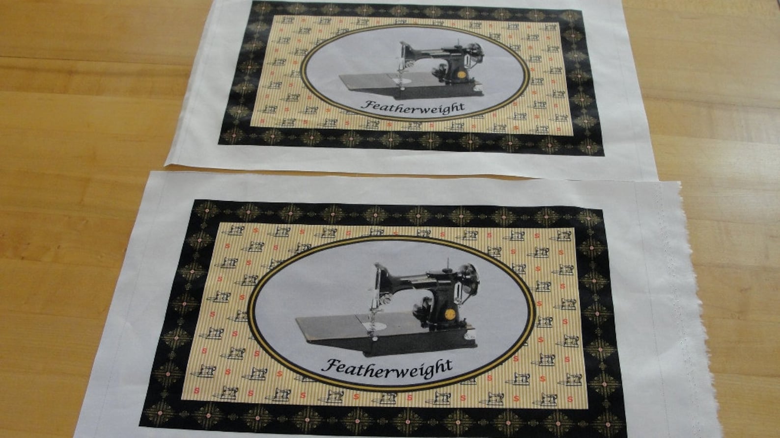 Panel Set (2) Custom Featherweight Sewing Machine Themed Cotton Panel ...