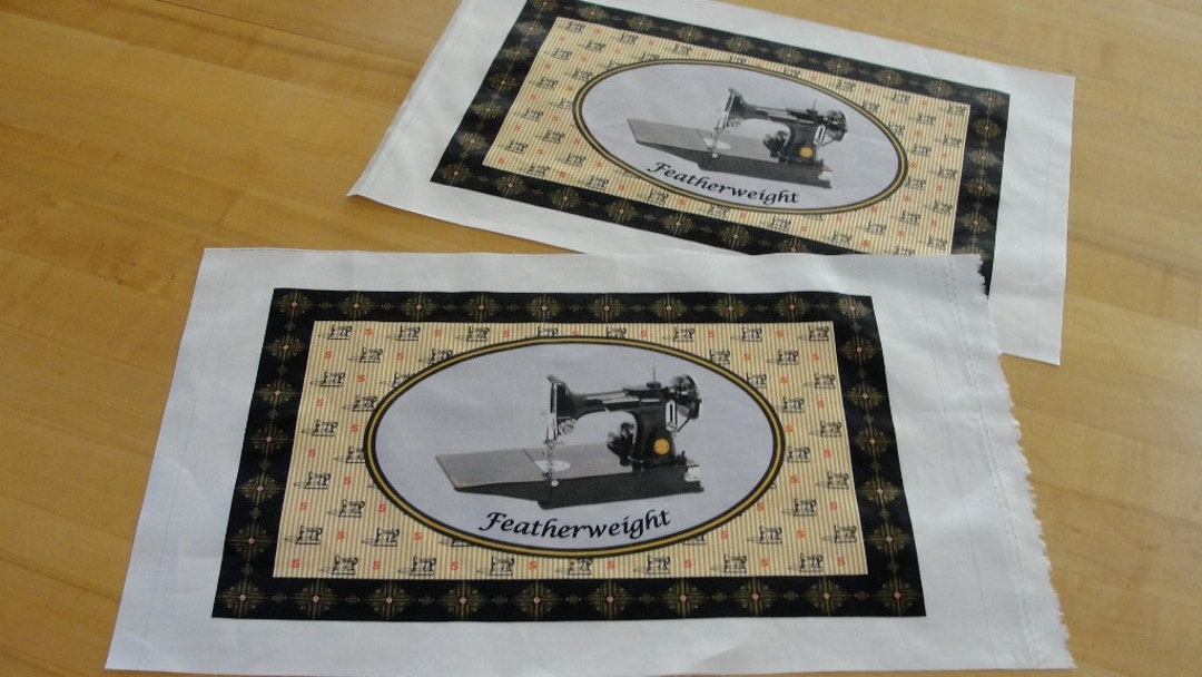 Panel Set (2) Custom Featherweight Sewing Machine Themed Cotton Panel ...