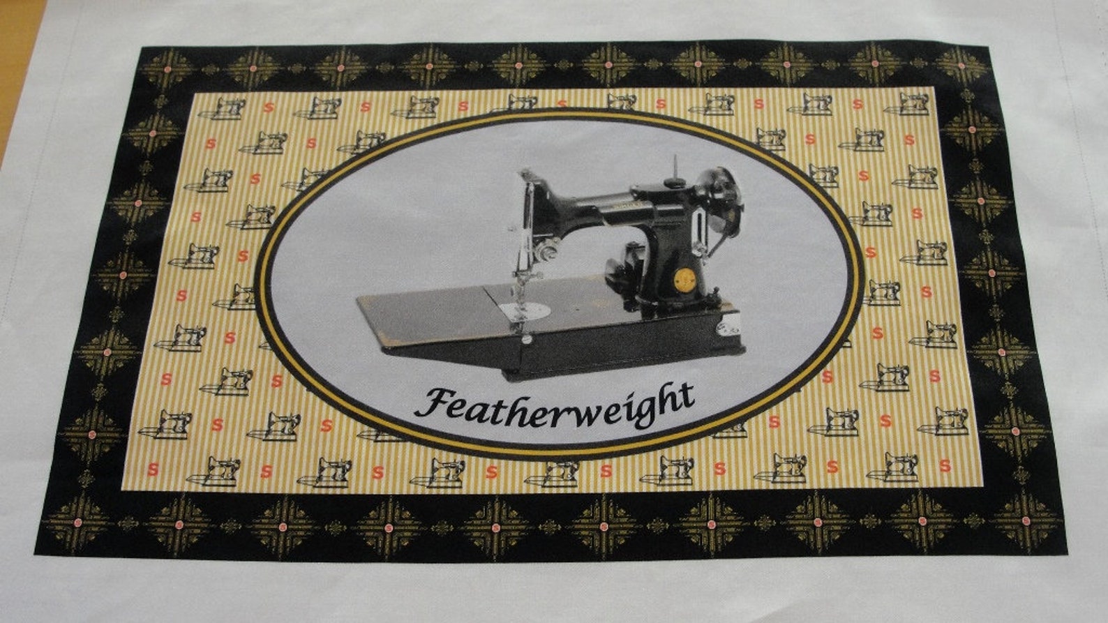 Panel Set (2) Custom Featherweight Sewing Machine Themed Cotton Panel ...