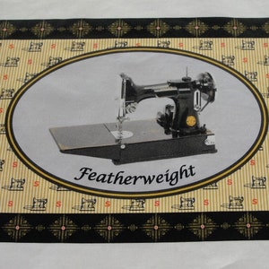 Panel Set (2) Custom Featherweight Sewing Machine Themed Cotton Panel ...