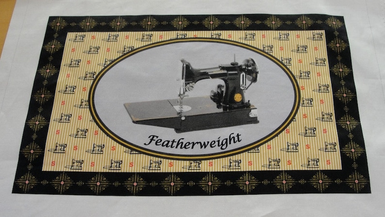 Panel Set (2) Custom Featherweight Sewing Machine Themed Cotton Panel ...