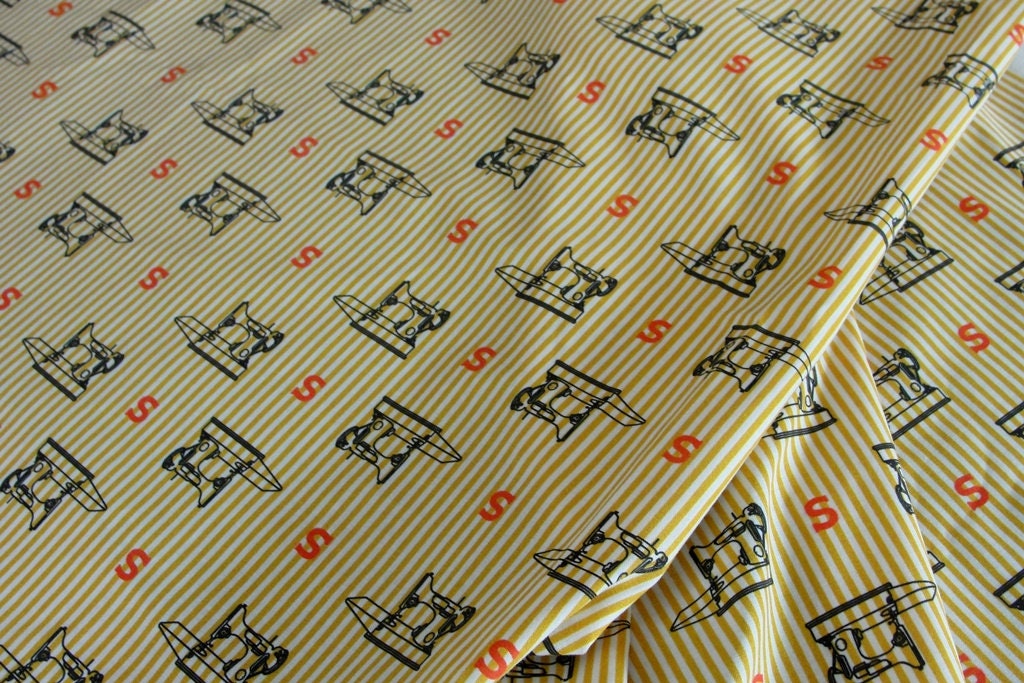 Featherweight Sewing Machine, Themed Custom Print Fabric 58" W 100% ...