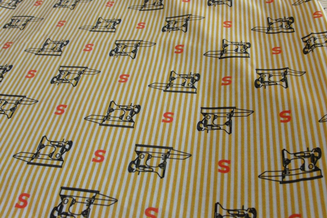 Featherweight Sewing Machine, Themed Custom Print Fabric 58" W 100% ...