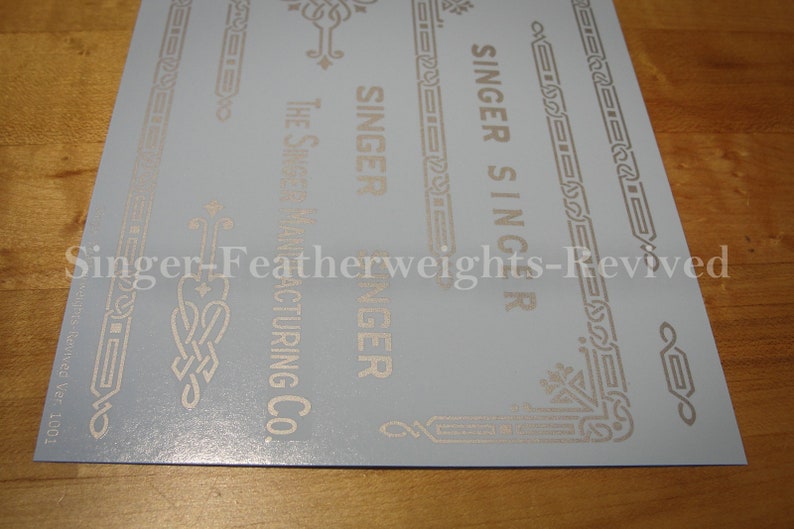 SINGER FEATHERWEIGHT SILVER Metallic pre Trimmed Decals / Silk Screen ...
