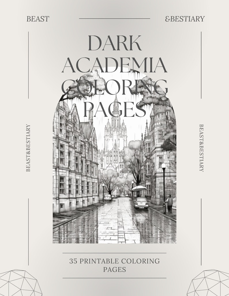 Dark Academia Printable Coloring Pages Aesthetic Digital - Etsy