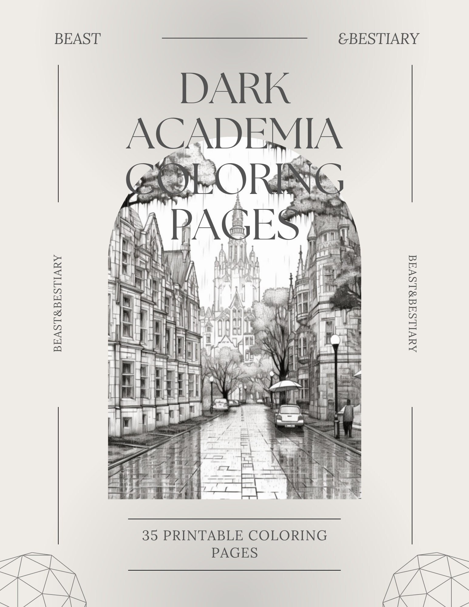 Dark Academia Printable Coloring Pages Aesthetic Digital - Etsy