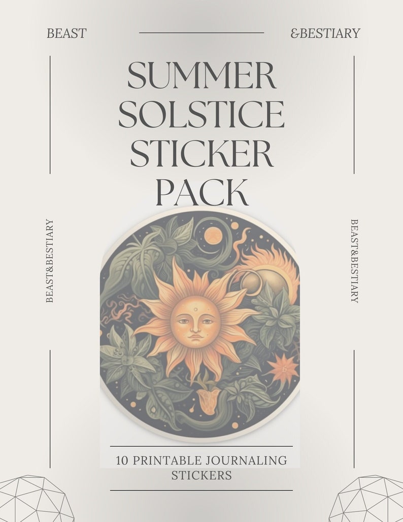 Printable Summer Solstice Sticker Pack - Etsy