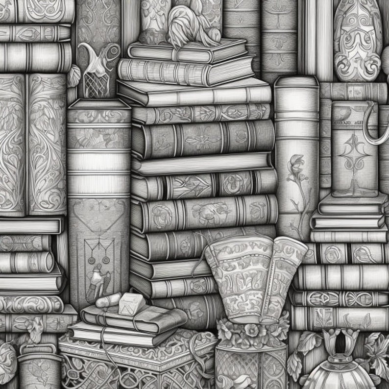 Dark Academia Printable Coloring Pages Aesthetic Digital - Etsy