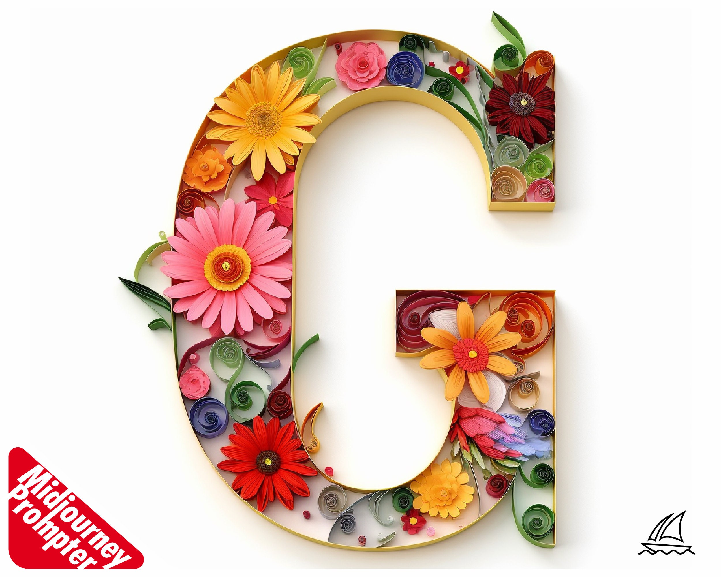 Midjourney Prompt for Paper Lettering, AI Prompts for Floral Letters ...