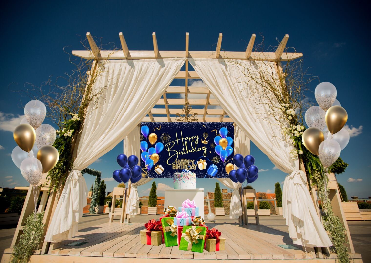 Happy Birthday Banner Blue Theme - Etsy