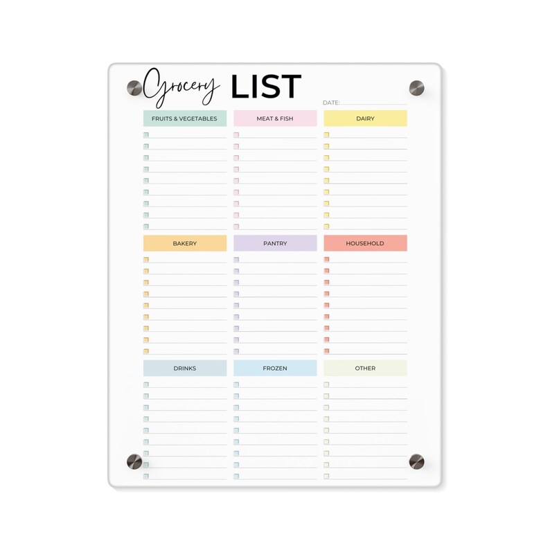 Acrylic Grocery List Hanging Board - Etsy