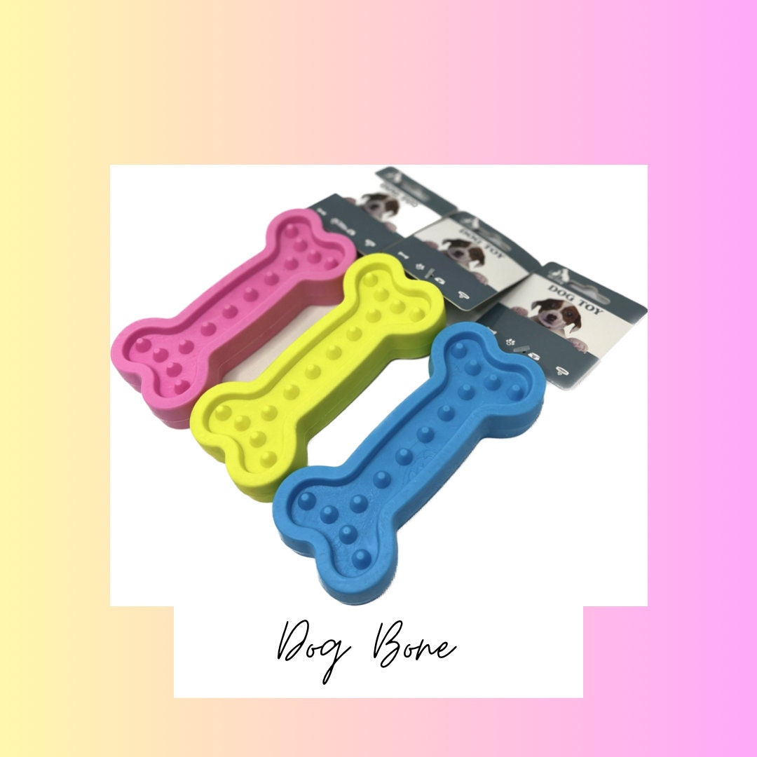 Medium Dog Bone Toy for Teething, Tough Rubber Puppy Chew Toy, Durable ...