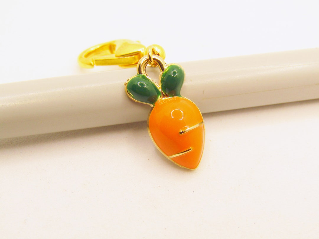 Orange Carrot Stitch Marker, Silver Carrot Progress Keeper, Carrot ...