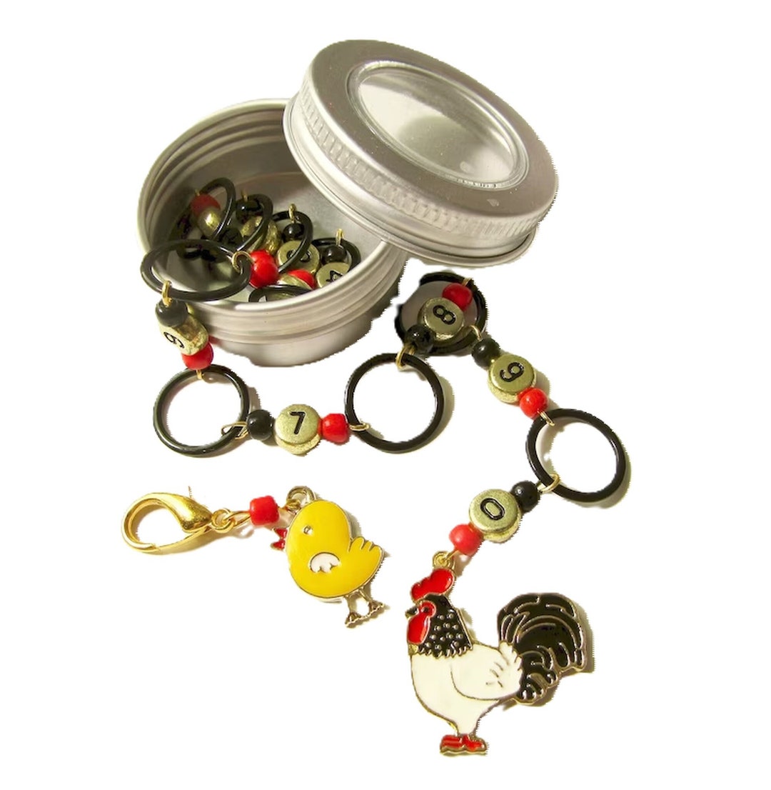 Rooster Chicken Chain Row Counter for Knitting, Chicken Gift for ...