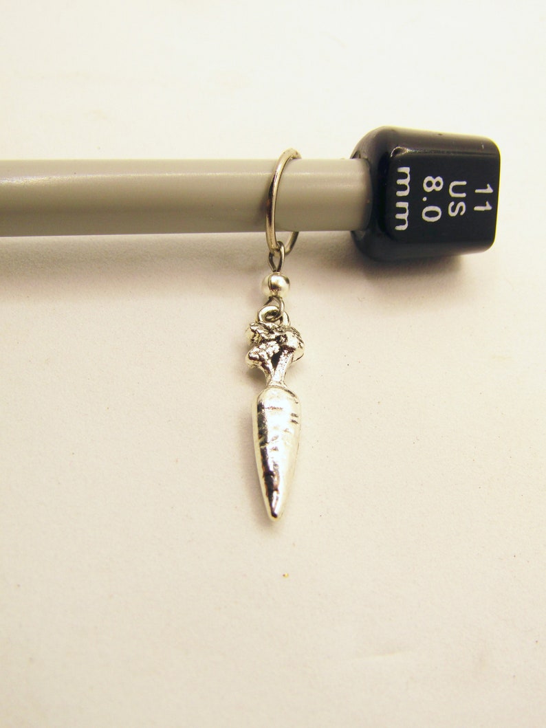 Carrot Stitch Marker, Silver Carrot Progress Keeper, Carrot Vegetable ...