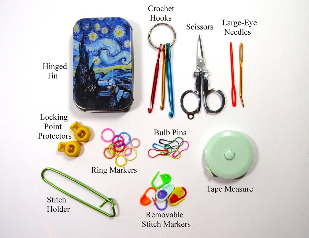 Knitter's Tool Kit Tin, "starry Night" Knit Gift, Knitter's Survival ...