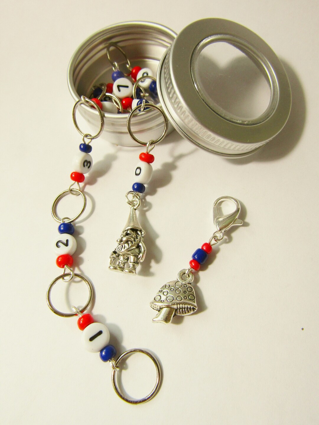 Gnome and Mushroom Chain Counter, Gnome Gift for Knitter, Garden Gnome ...