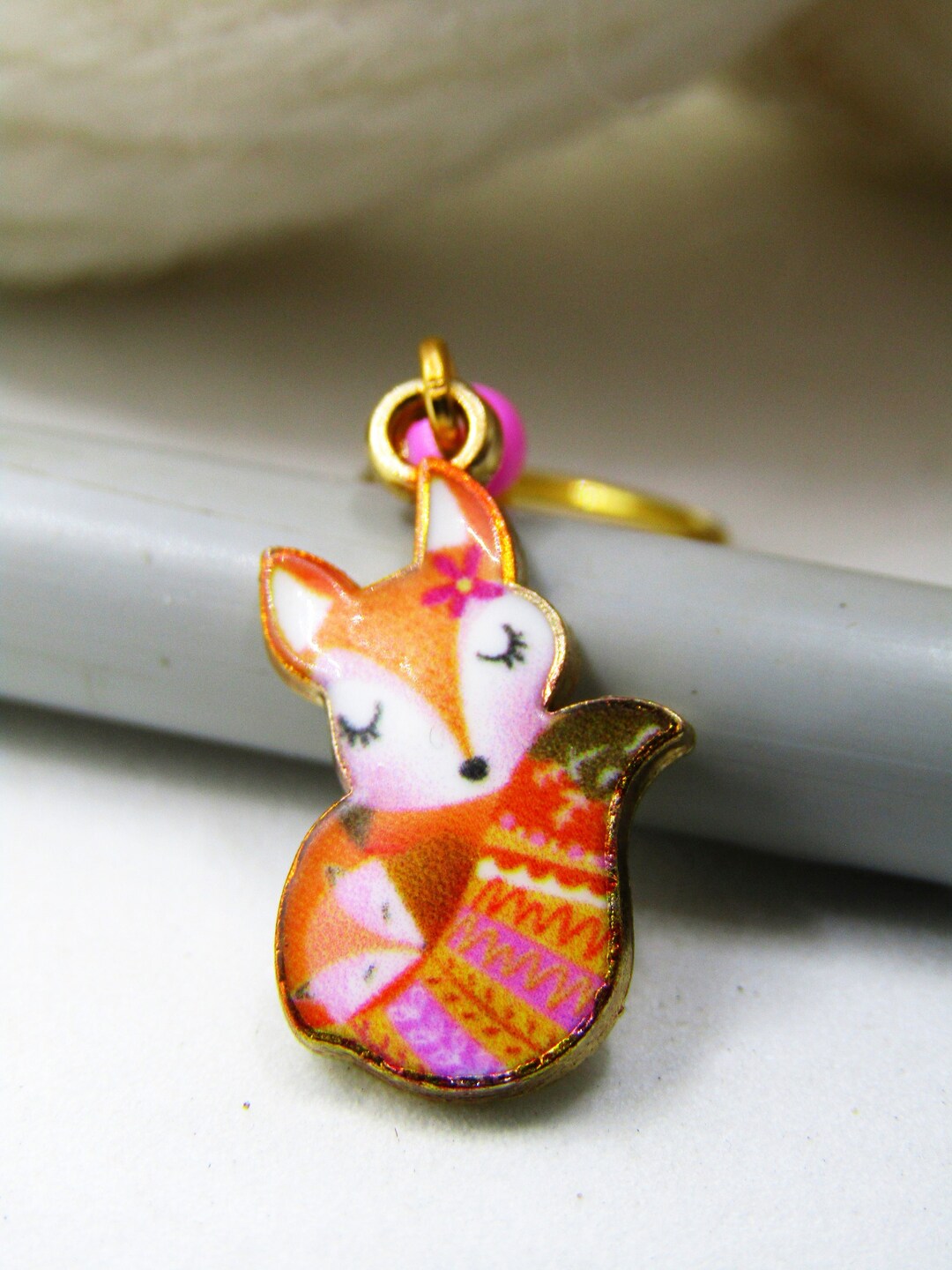 Fox Stitch Marker, Adorable Fox Progress Keeper for Knit or Crochet ...