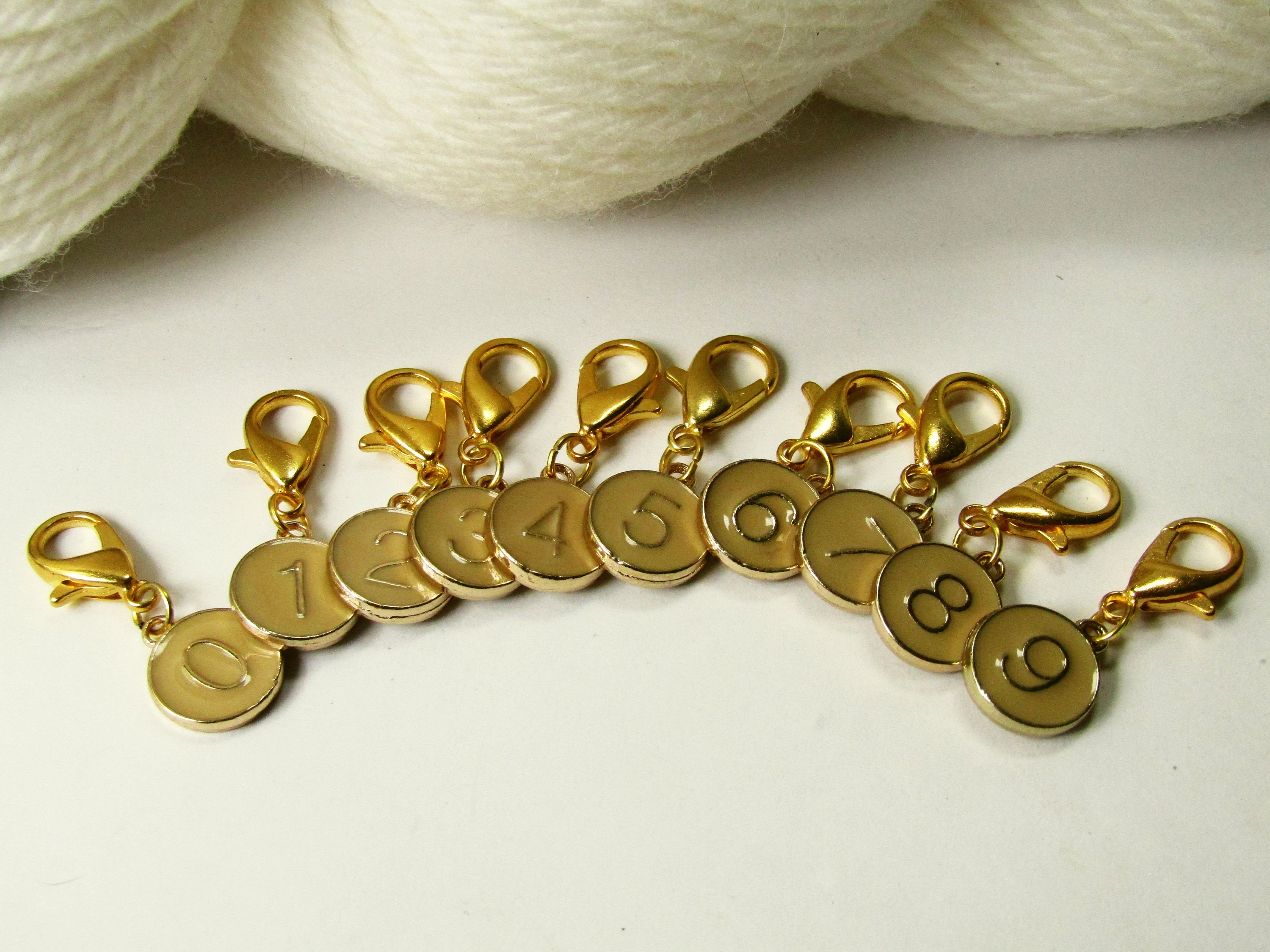 Beige Tan Numbered Disks Stitch Markers or Progress Keepers for Knit or ...