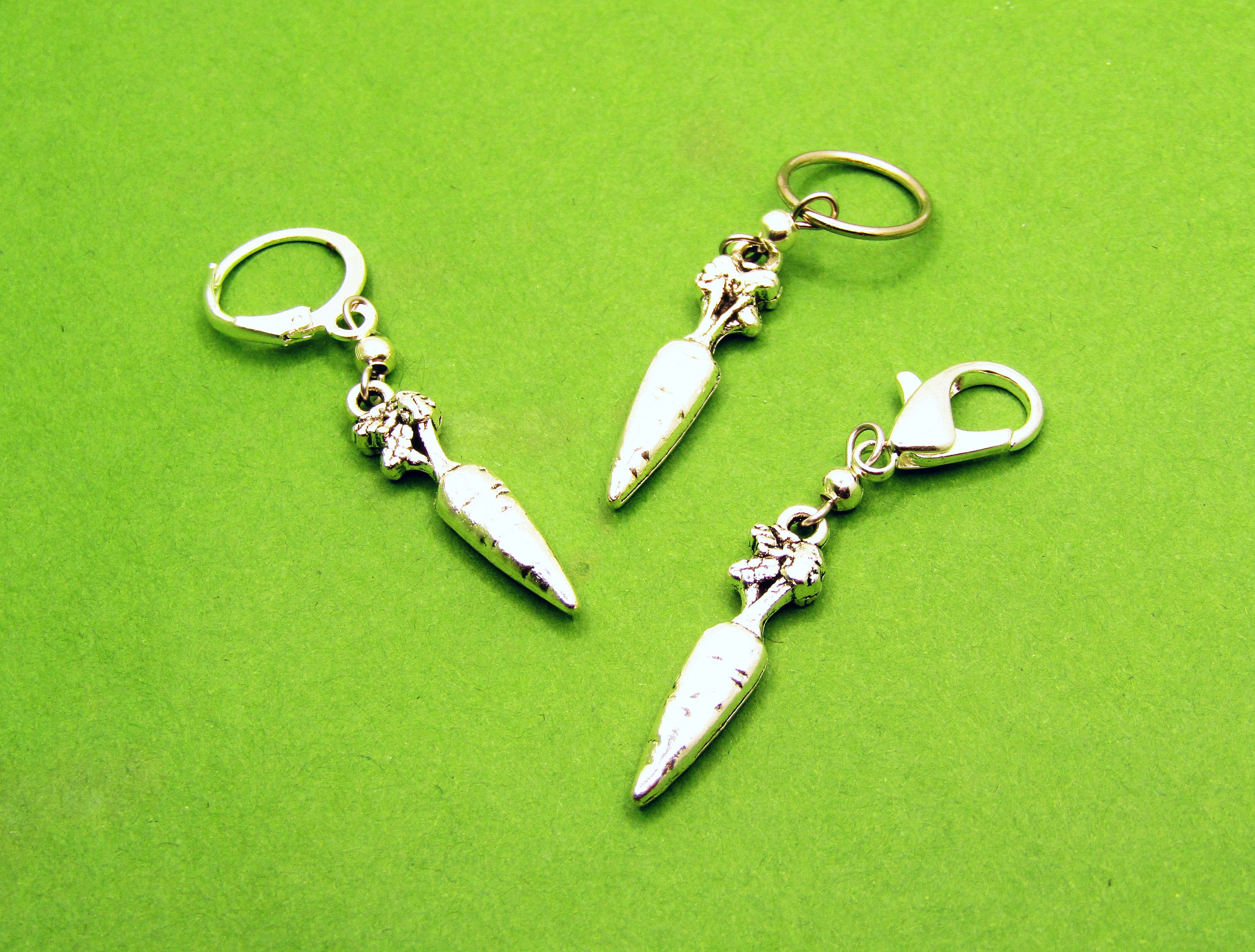 Carrot Stitch Marker, Silver Carrot Progress Keeper, Carrot Vegetable ...