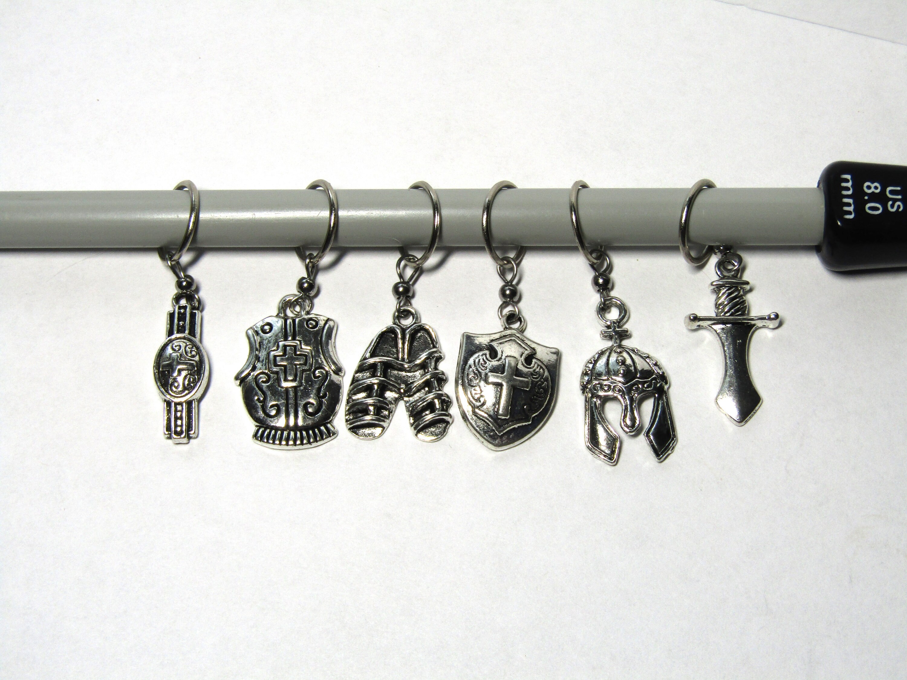 Armor of God Stitch Markers, Set of 6 Religious Themed Ring Markers ...